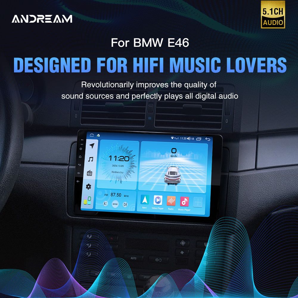 Andream Android 14 Wireless CarPlay Android Auto for BMW E46 325i M3 S ...