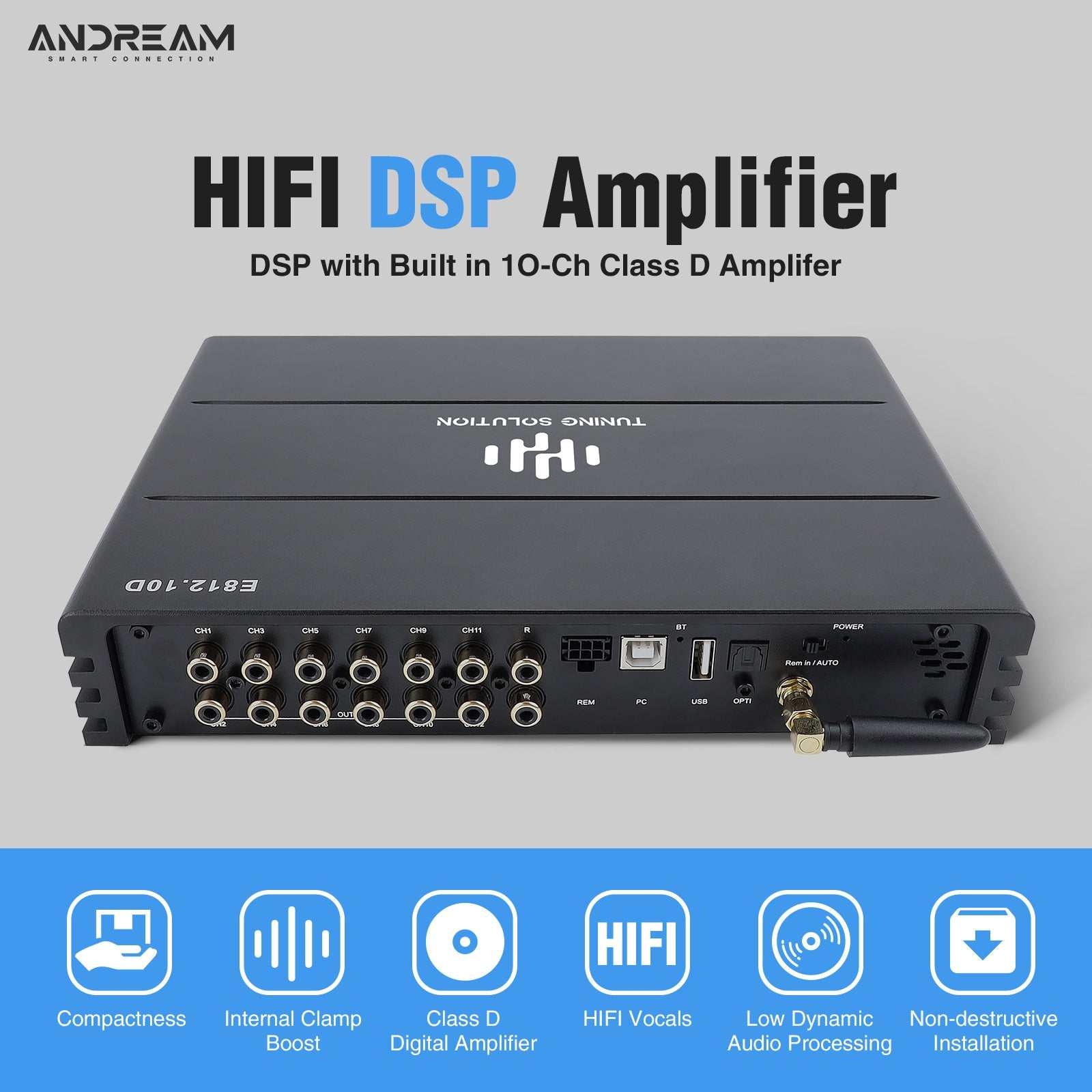 10CH Dsp Car Audio Processor HiFi DSP Amplifier Fully Bridgeable Compa ...