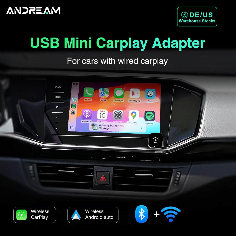 2 in 1 New Android Auto Wireless Carplay USB Mini Adapter Dongle Smart ...